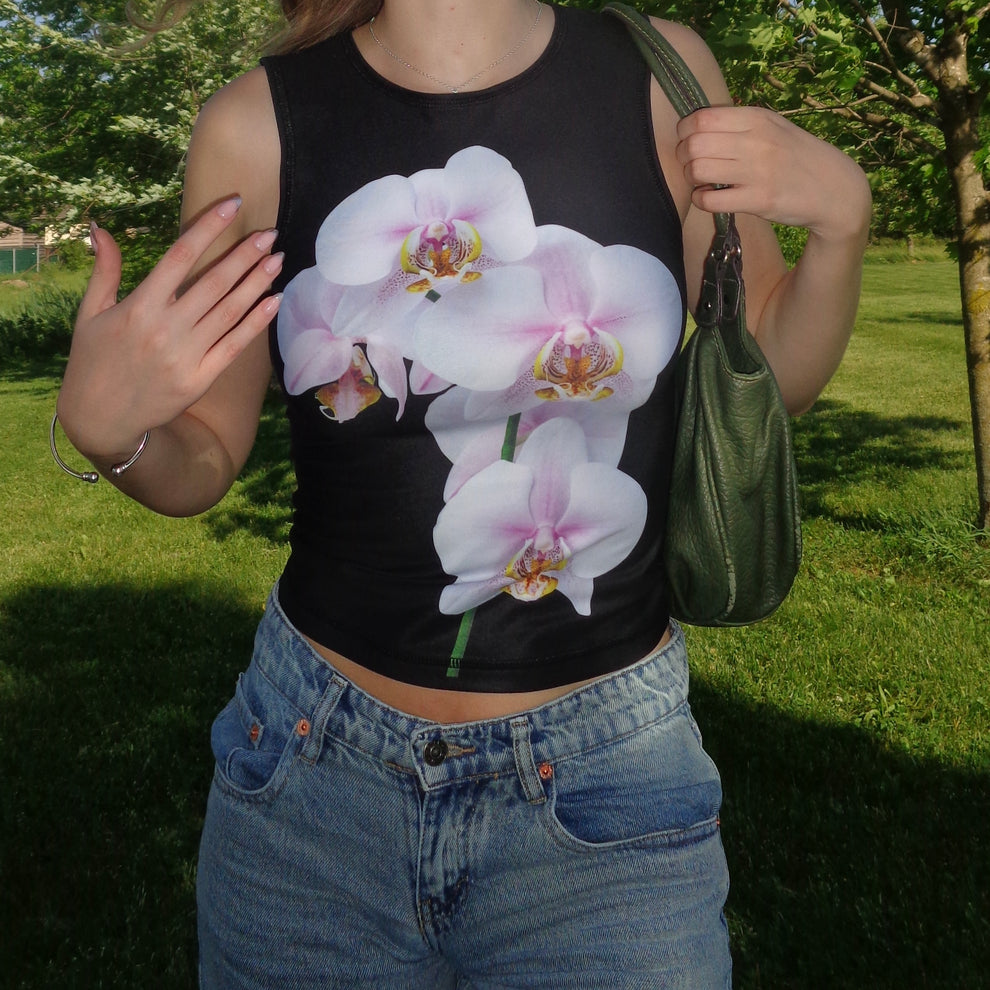 Black Flower Tank – Y2K Floral Tank Top | isotropic
